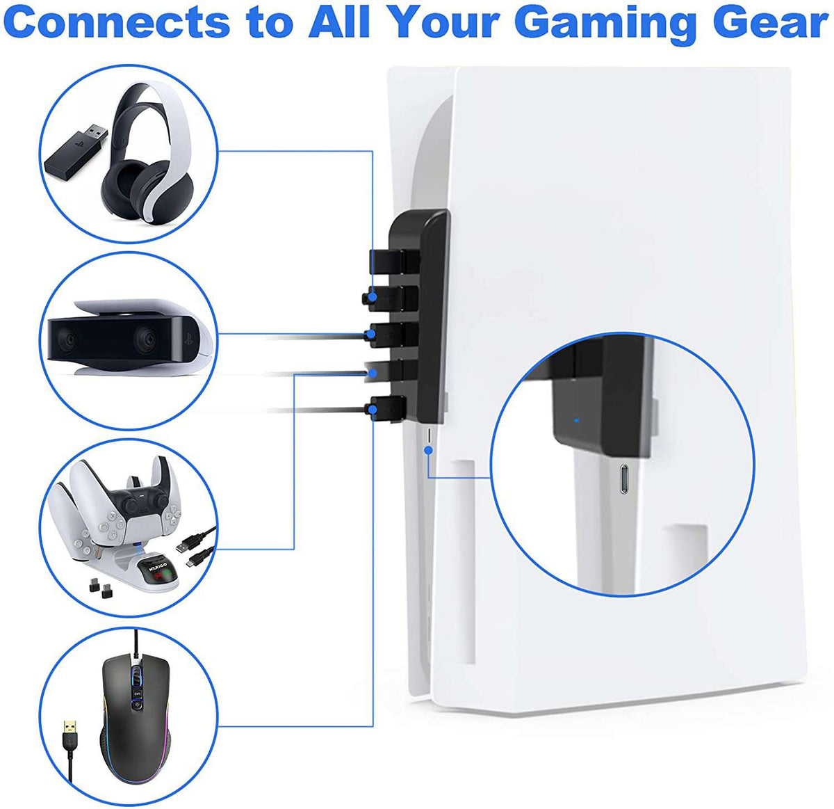 NexiGo 4-Port Usb Hub for PS5