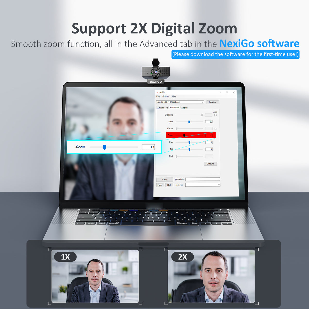 NexiGo 1080P Webcam with with USB 2.0 to Type-C Cable