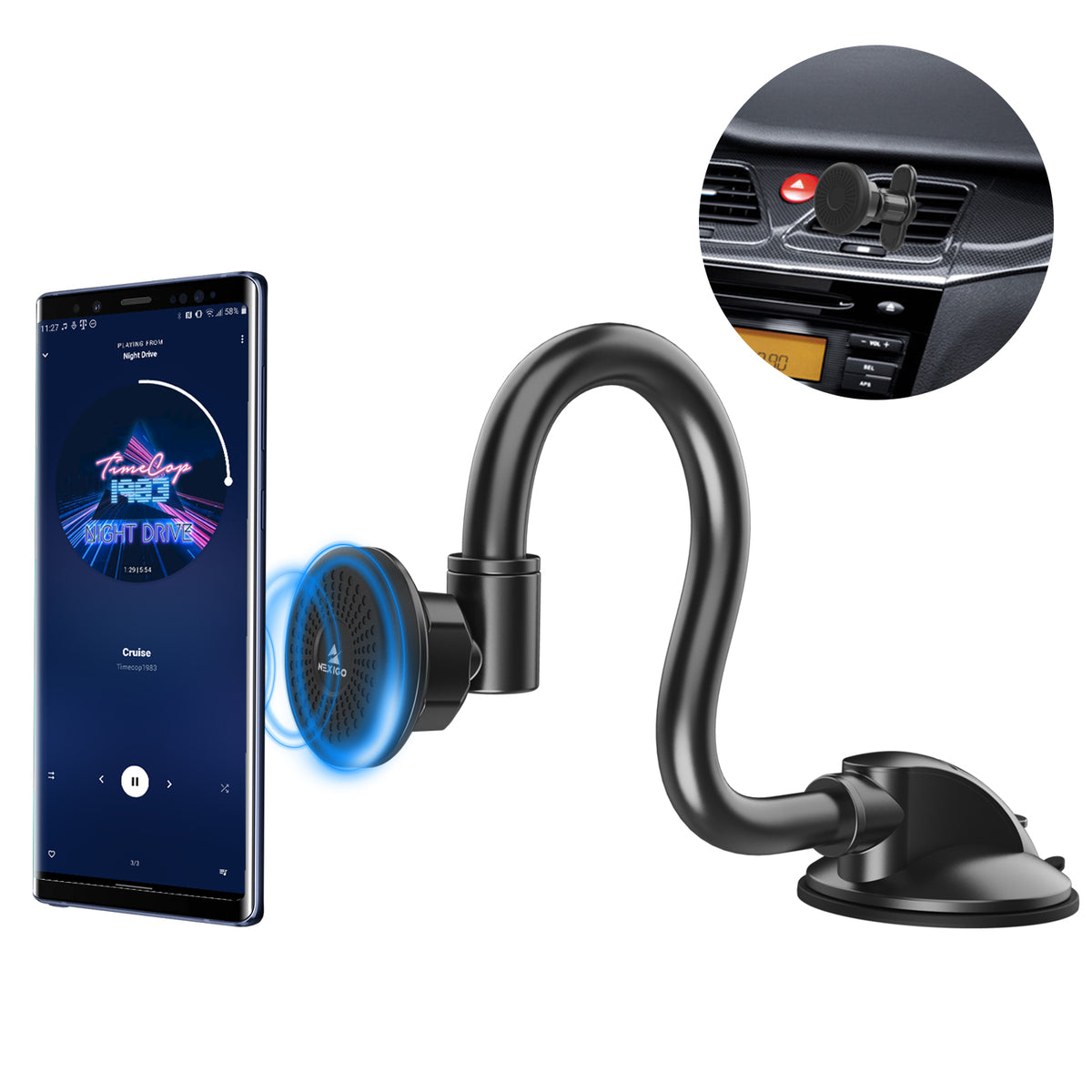 NexiGo [2021 Upgraded] 3-in-1 Versatile Magnetic Car Phone Mount | NexiGo